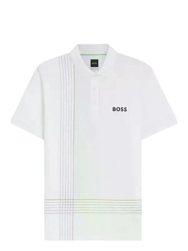 BOSS Striped Short-sleeve Polo Shirt - White