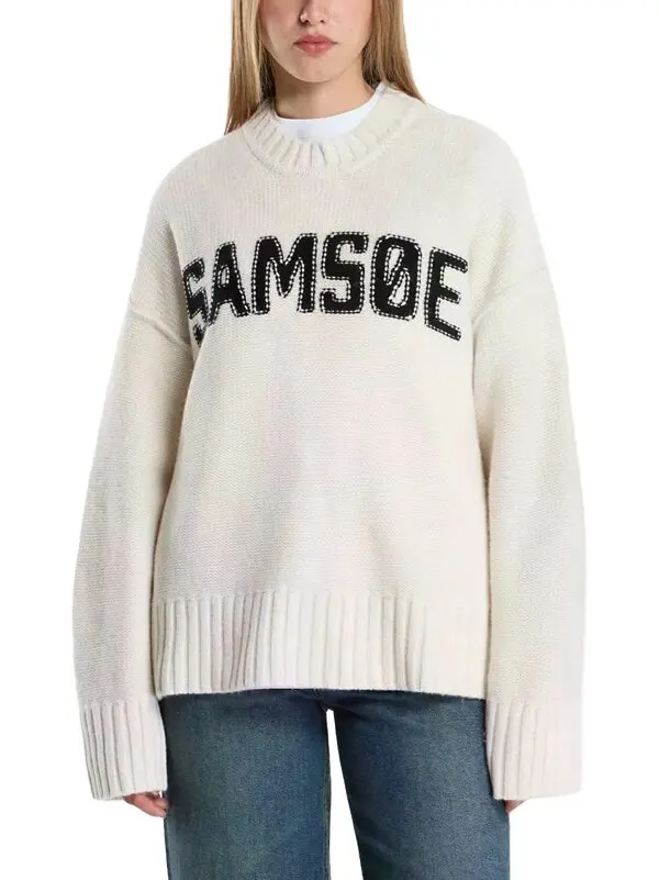 Samsøe Samsøe Sakeiku Logo-appliqué Knitted Sweater - Neutrals