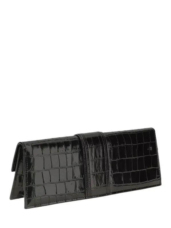 Jacquemus Le Bambino Croc-effect Leather Clutch Bag - Black