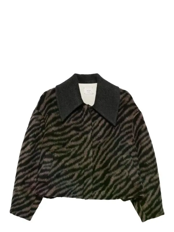 ALYSI Tiger-print Pointed-collar Jacket - Brown