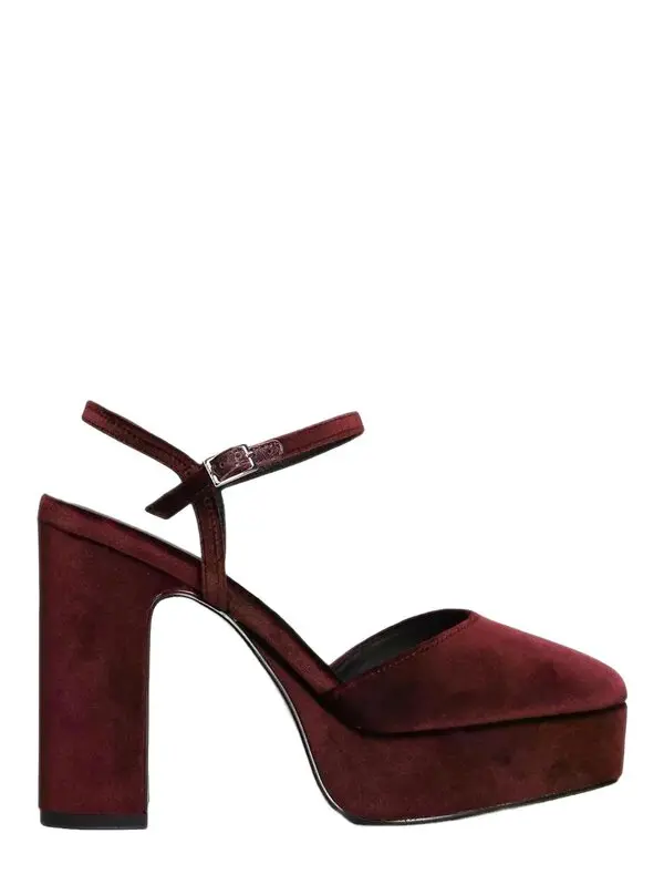 BIBI LOU Velvet Square-toe Heeled Pumps - Red