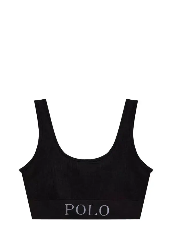 Polo Ralph Lauren Logo-print Ribbed Bra - Black