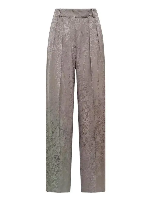 Malìparmi Damask-jacquard Straight-leg Trousers - Grey