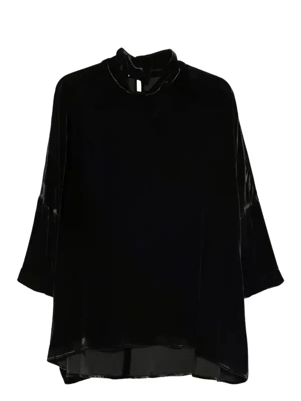 GENTRYPORTOFINO Velvet Blouse - Black