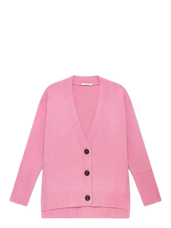 Malìparmi Ribbed-cuff V-neck Cardigan - Pink