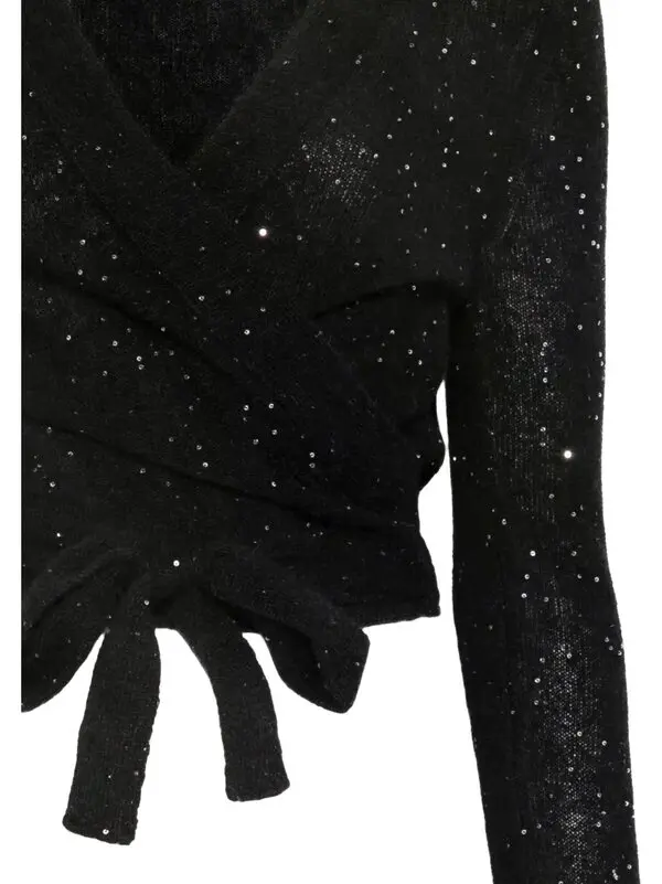 GENTRYPORTOFINO Sequin-embellished Wrap Cardigan - Black