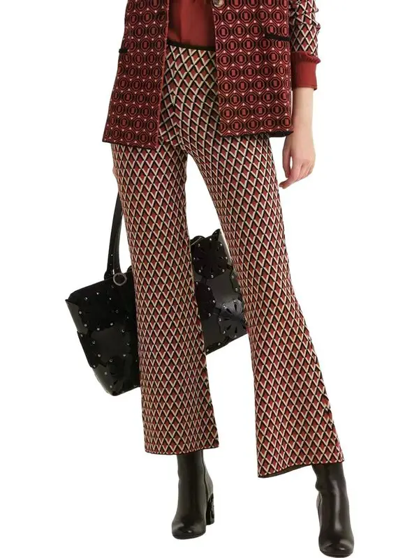 Malìparmi Jacquard-knit Cropped Trousers - Brown