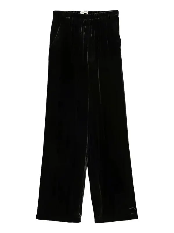 GENTRYPORTOFINO Velvet Elasticated-waistband Palazzo Pants - Black