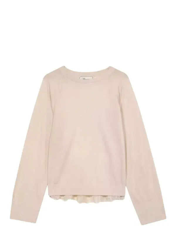 Blumarine Lace-panelled Pleated-back Sweater - Neutrals