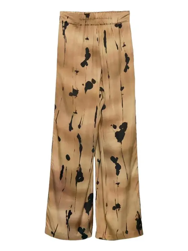 GENTRYPORTOFINO Abstract-print Elasticated-waist Palazzo Pants - Neutrals