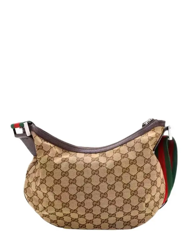 Gucci Saddle Zip Messenger Bag Gg Canvas With Leather Medium Crossbody Bag - Brown