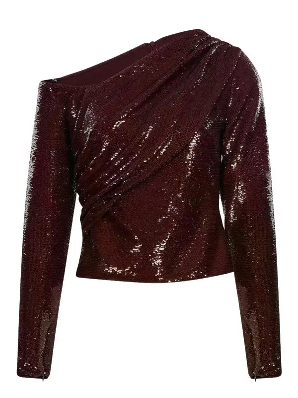 Roland Mouret Sequin-embellished Draped Top - Red