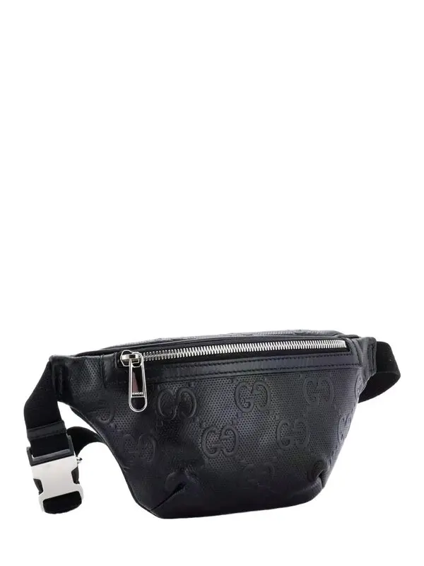 Gucci Gg Embossed Perforated Leather Small Belt Bag - Black