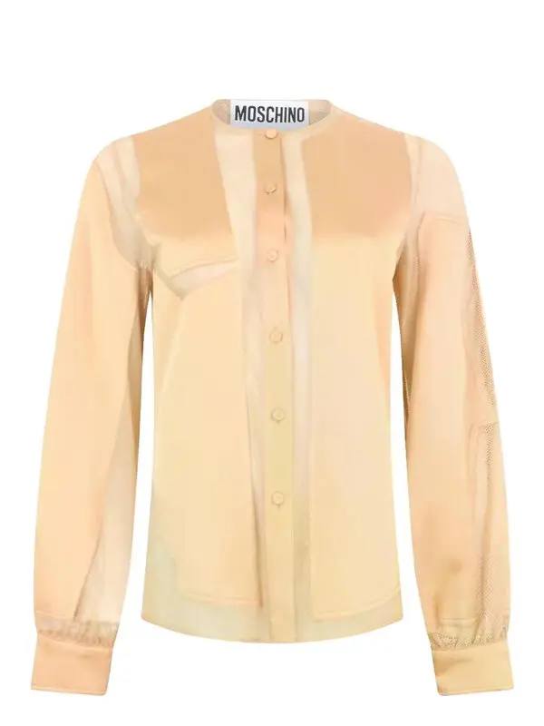 Moschino Mesh-panelled Long-sleeve Shirt - Neutrals