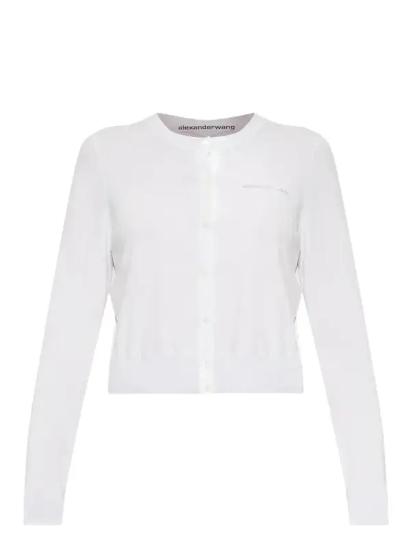 Alexander Wang Crystal Logo Cardigan - White