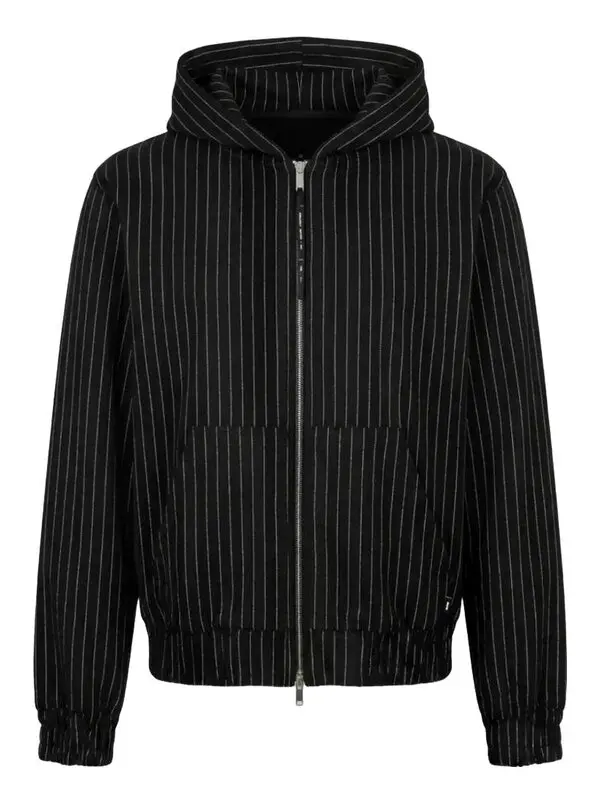 ALIS Pinstripe-print Hooded Bomber Jacket - Black