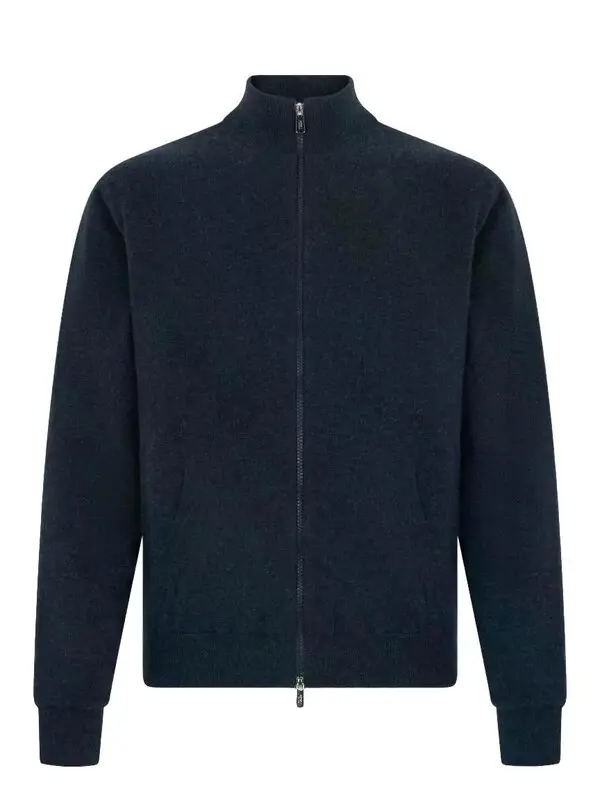 Fedeli High-neck Zip-up Cardigan - Blue