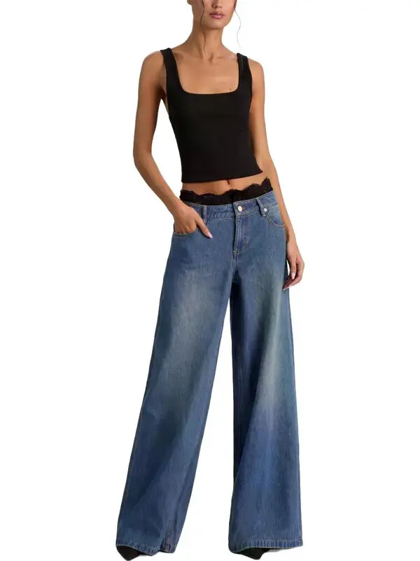 Alice + Olivia Ian Lace-waistband Jeans - Blue