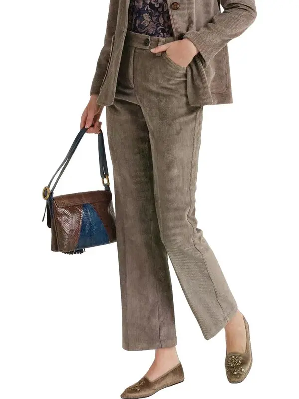 Malìparmi Corduroy Cropped Trousers - Grey
