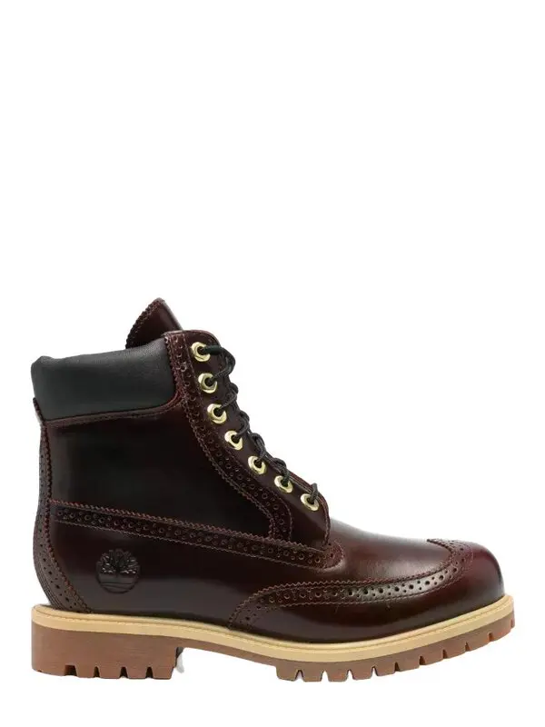 Timberland Brogue-detail Leather Boots - Red