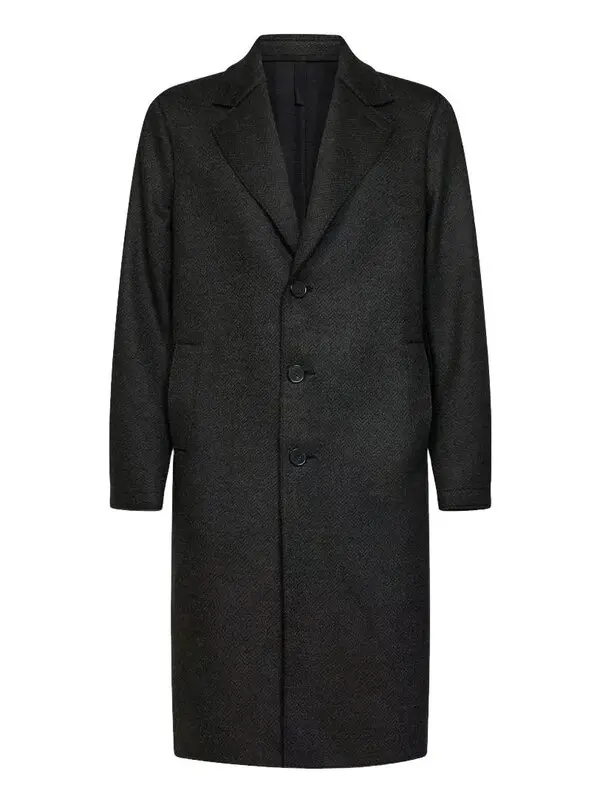 Harris Wharf London Herringbone Single-breasted Coat - Grey