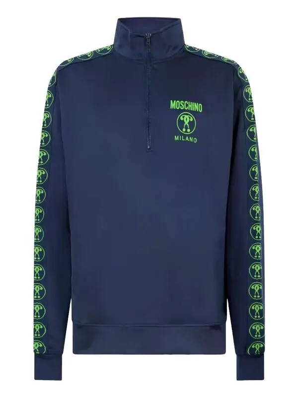Moschino Logo-embroidered Half-zip Sweatshirt - Blue