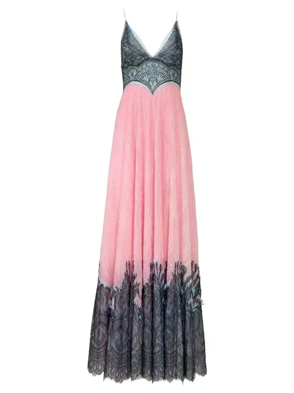Costarellos Salila Chantilly Lace Gown - Pink