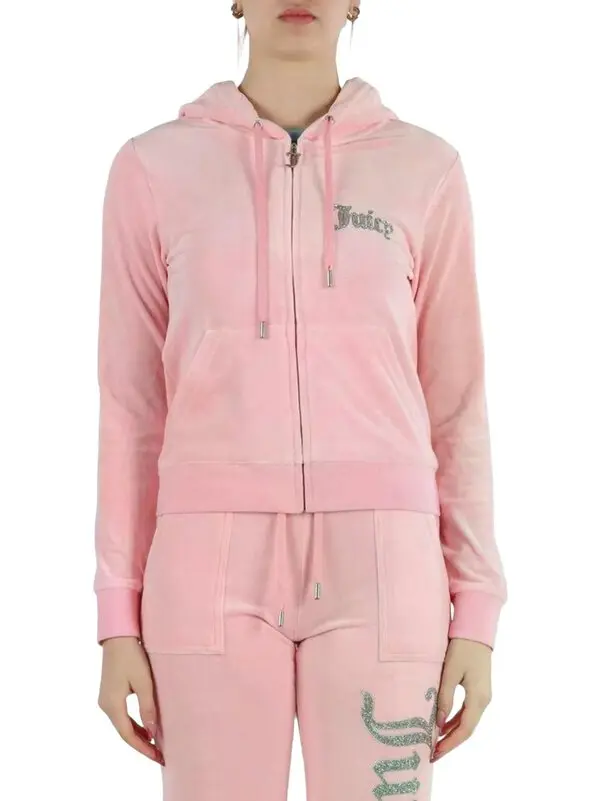 Juicy Couture Rhinestone-logo Zip-up Hoodie - Pink