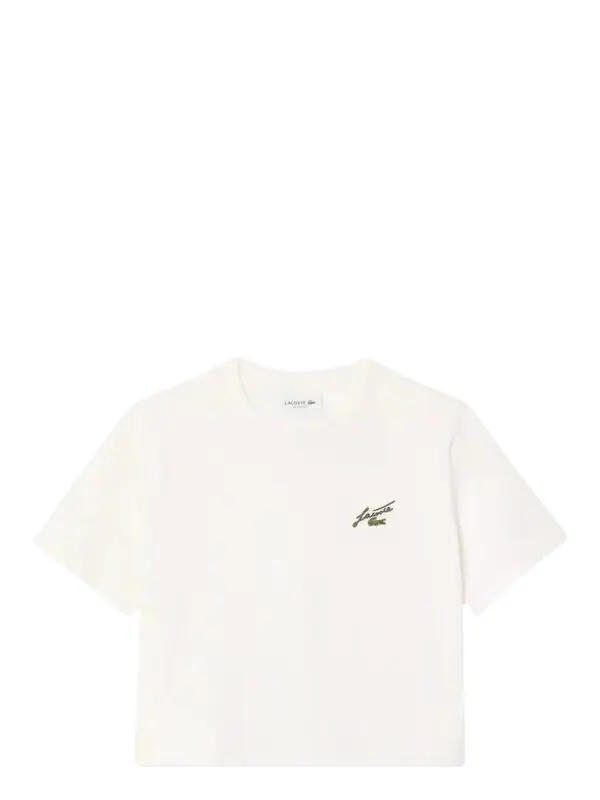 Lacoste Logo-appliqué Cropped T-shirt - Neutrals