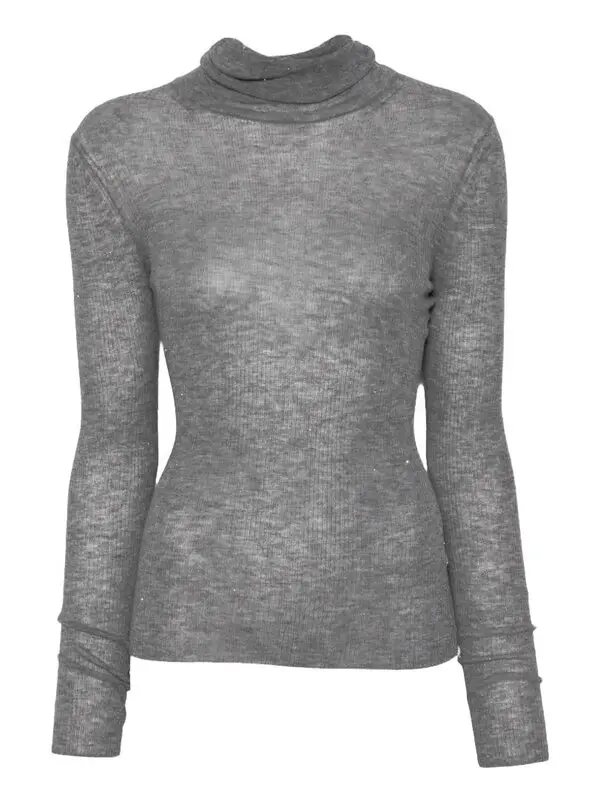 ELEH Sequin-embellished Ribbed-knit Sweater - Grey