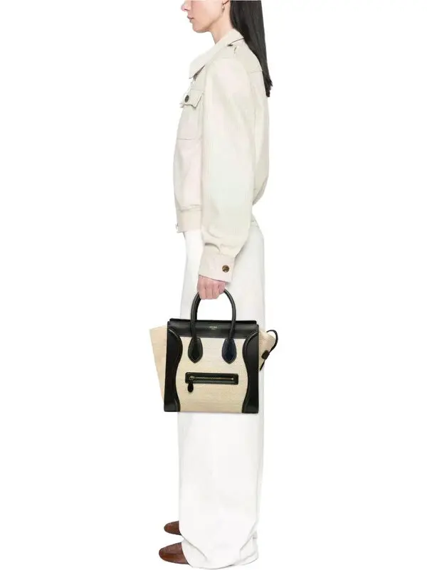 Celine 2014 Mini Bicolor Canvas And Leather Luggage Tote Bag - Brown