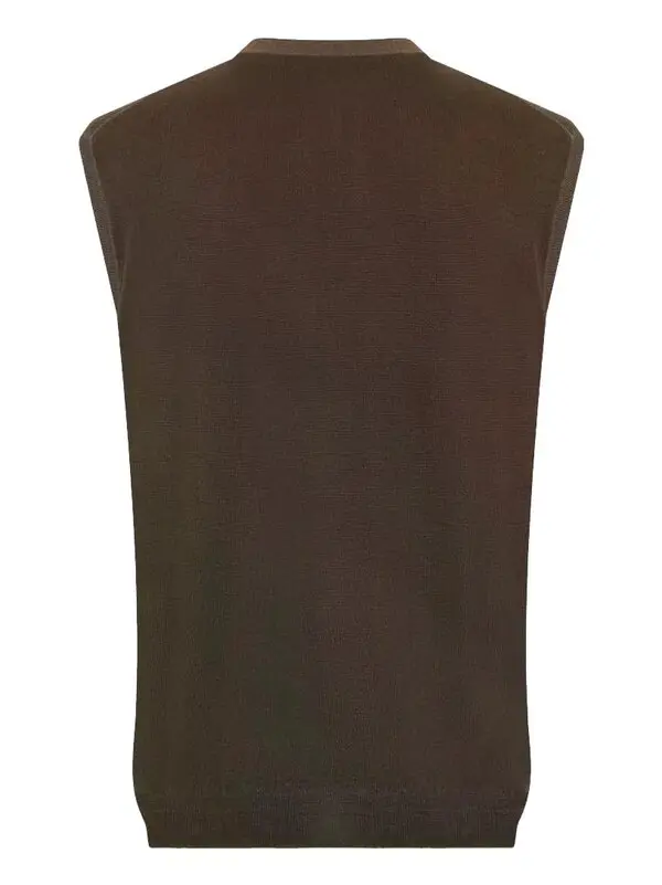Fedeli Sleeveless V-neck Vest - Brown