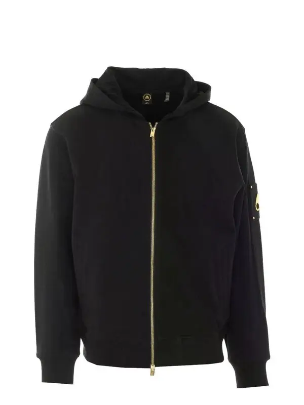 Moose Knuckles Logo-plaque Zip-up Hoodie - Black