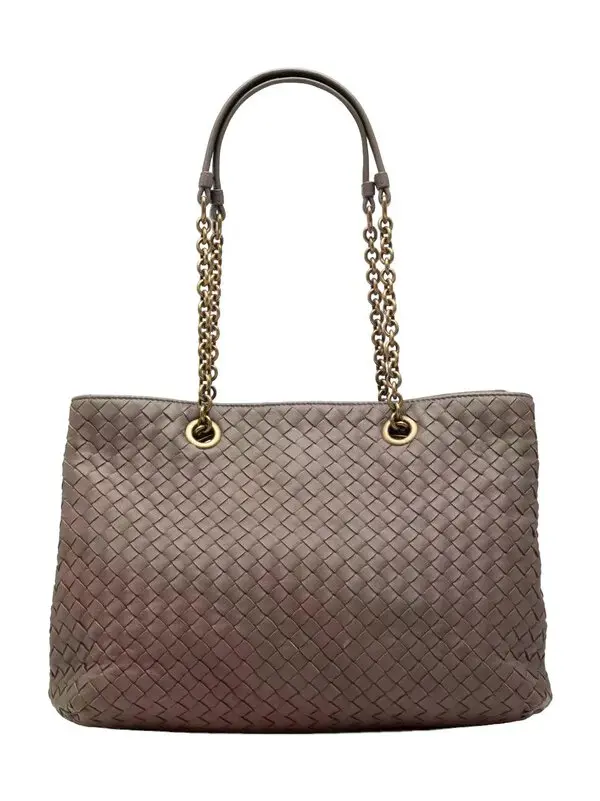 Bottega Veneta 2012-2026 Medium Nappa Intrecciato Double Chain Tote Bag - Brown