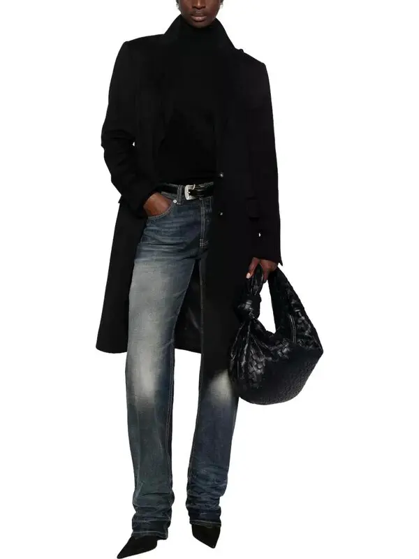 Dolce & Gabbana Single-breasted Logo-plaque Coat - Black