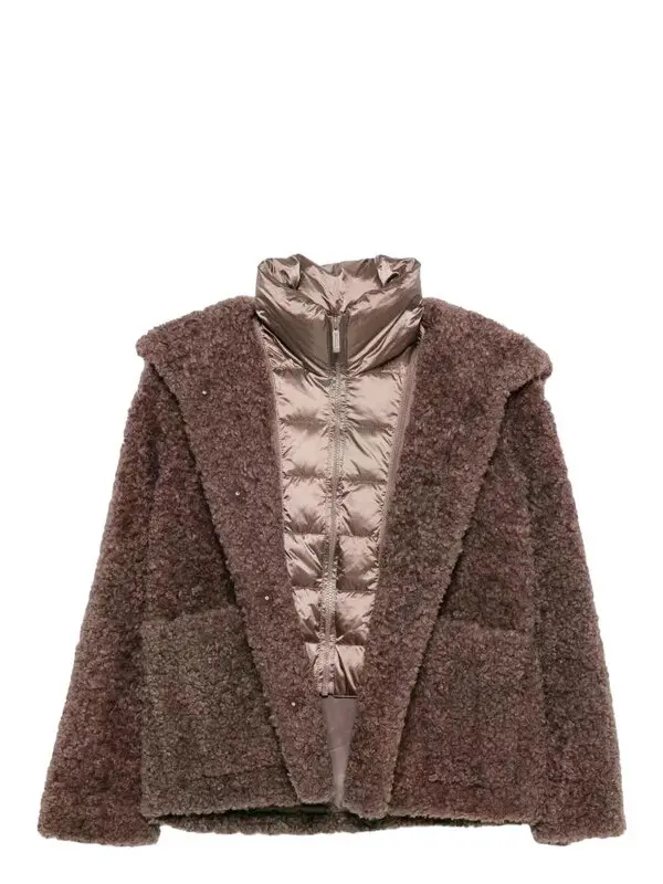 BOMBOOGIE Hooded Teddy-texture Jacket - Brown