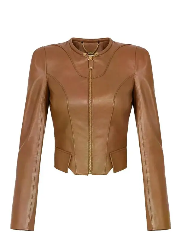 Elisabetta Franchi Leather Jacket - Brown