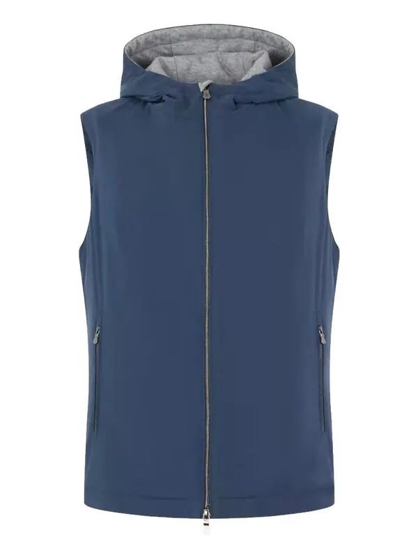 Fedeli Hooded Zip-up Gilet - Blue