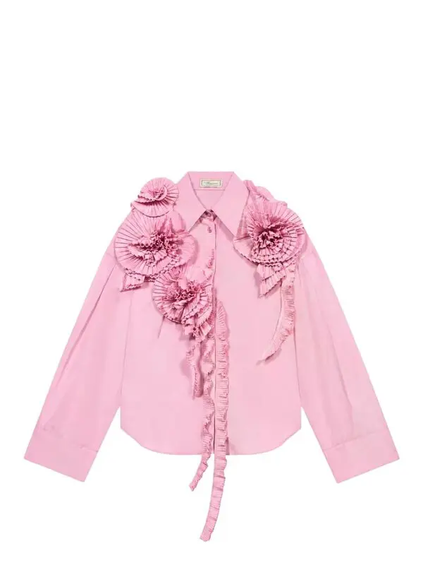 Blumarine Rose-embellished Shirt - Pink