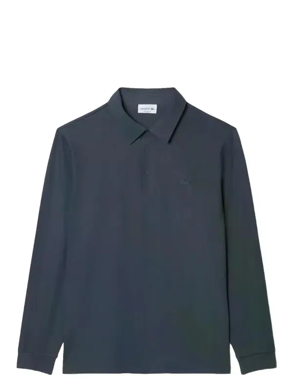 Lacoste Logo-patch Long-sleeve Polo Shirt - Grey