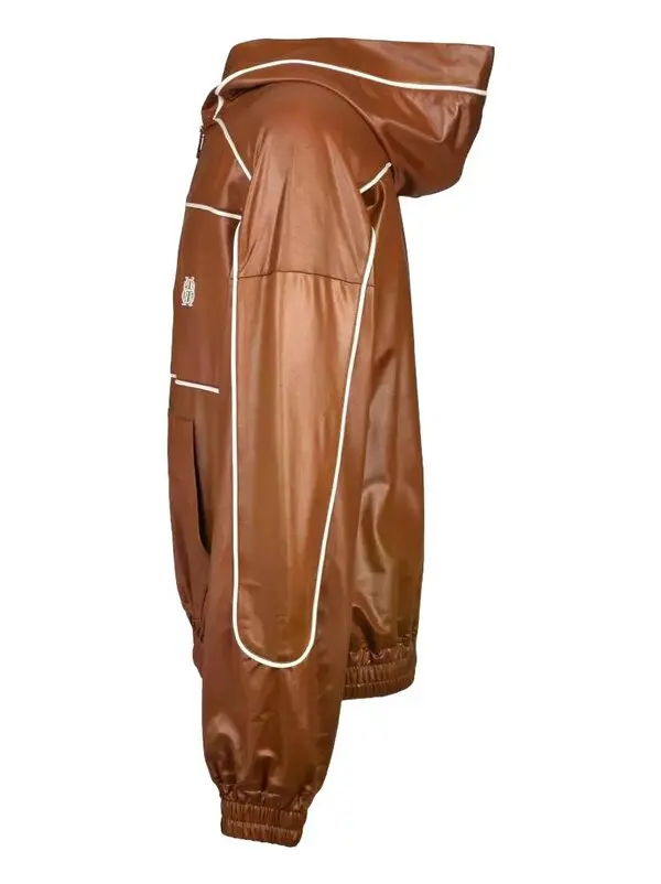 BREATH Piping Half-zip Hoodie - Brown