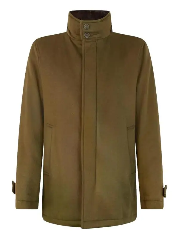 Herno Buttoned High-neck Coat - Brown