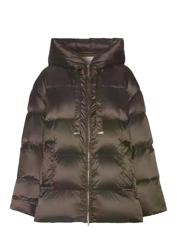 Max Mara Short Roomy Puffer Jacket In Water-repellent Plain-weave Fabric Dark - Brown