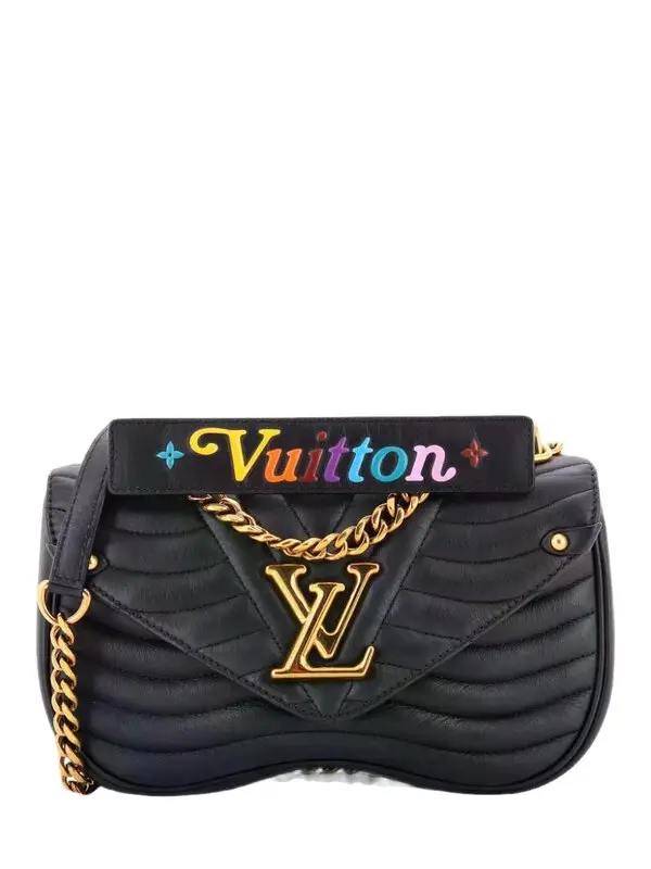 LOUIS VUITTON New Wave Chain Bag Quilted Leather Mm Crossbody Bag - Black