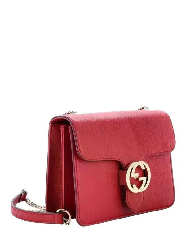 Gucci Interlocking Leather Small Shoulder Bag - Red