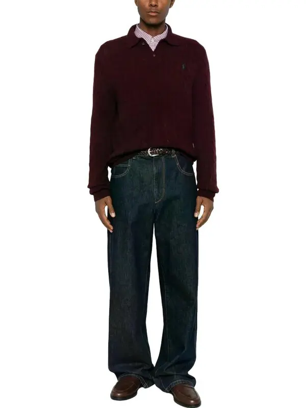 Polo Ralph Lauren Cable-knit Polo Sweater - Burgundy
