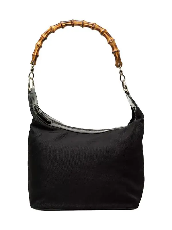 Gucci 2000-2015 Nylon Bamboo Shoulder Bag - Black