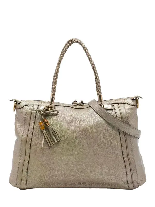 Gucci 2016-2026 Metallic Calfskin Bella Convertible Tote Satchel - Gold