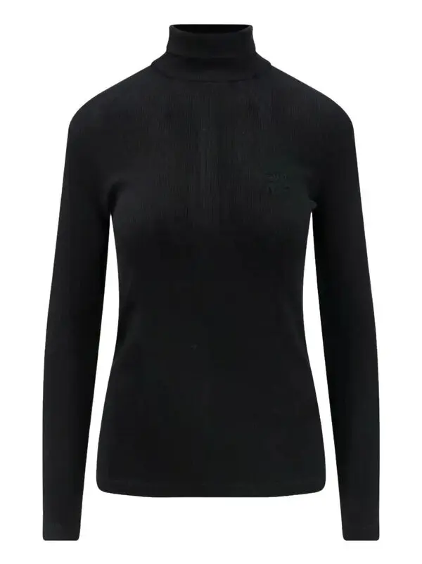Max Mara Embroidered-logo Turtleneck Sweater - Black