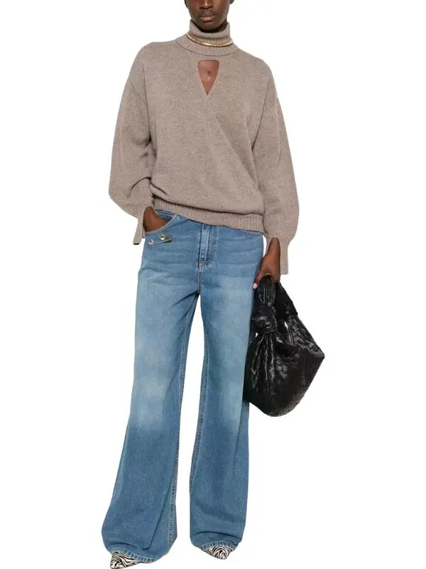 SIMONA CORSELLINI Safety-pin Wide-leg Jeans - Blue